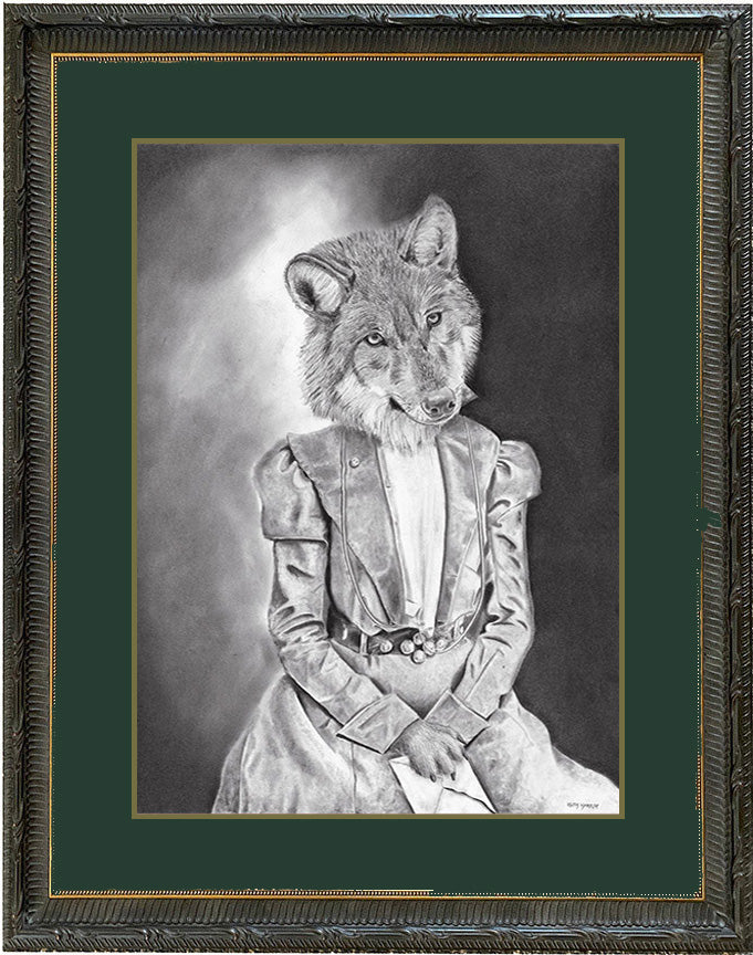 Anicurio #38 © (Wolf with Letter) - Pencil drawing